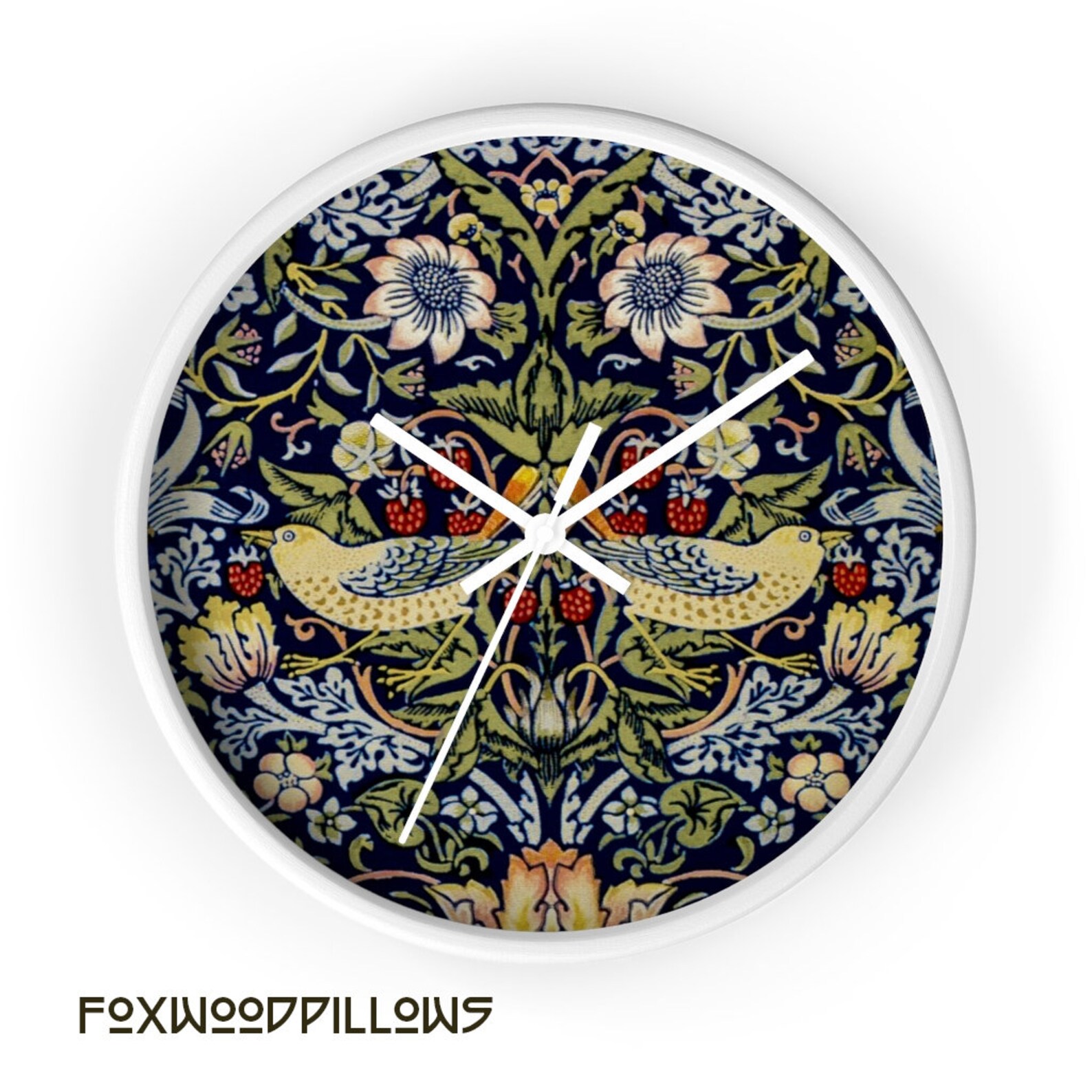 William Morris Home Strawberry Thief Decor Wall Clock | Etsy