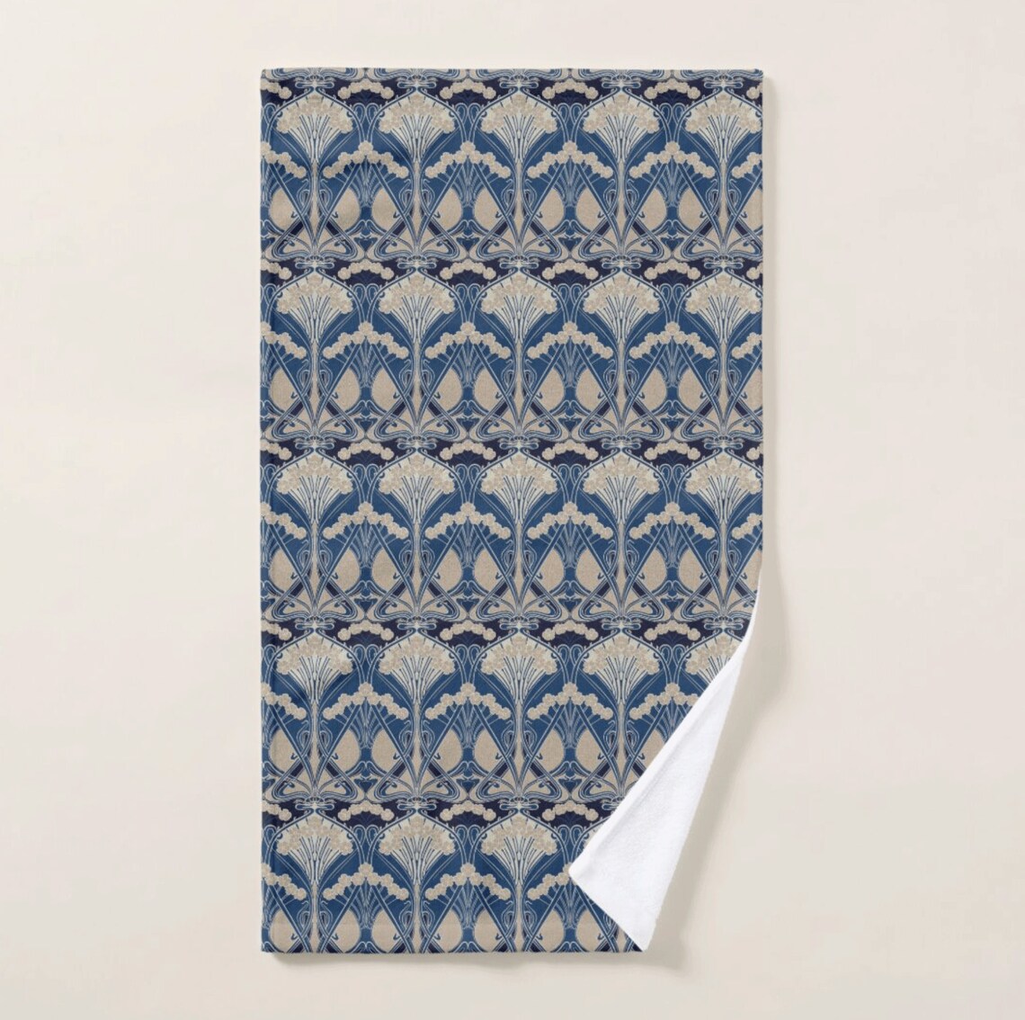 Blue Art Nouveau Towel Set: Floral Rene Beauclair Design - Etsy