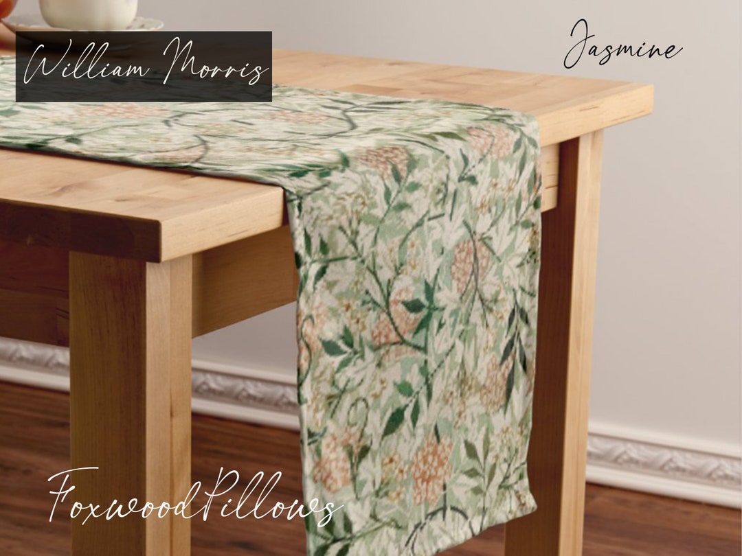 William Morris Jasmine Table Runner: Light Green English Country Dining ...