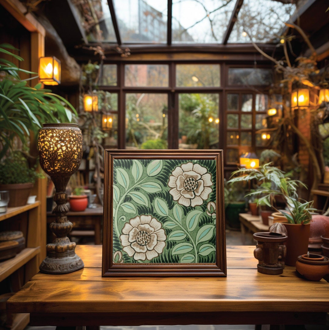 Floral Tile Craftsman Home Wall Art House Warming Gift Stickley Home ...