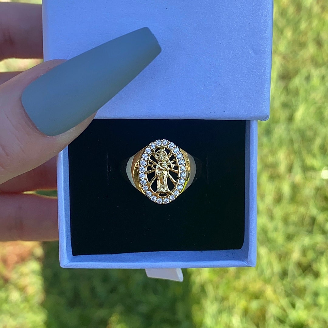 Santa Muerte Death Ring Gold Plated - Etsy