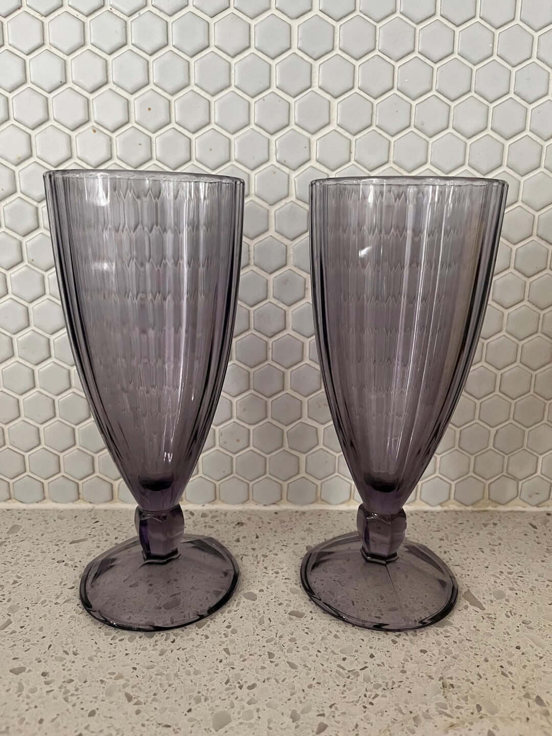 Vintage Large Purple Glass Wine Glasses, Tumblers, Stemware - Etsy