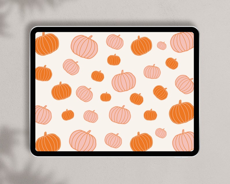 Autumn Pumpkin iPad Digital Wallpaper Neutral Aesthetic Instant ...