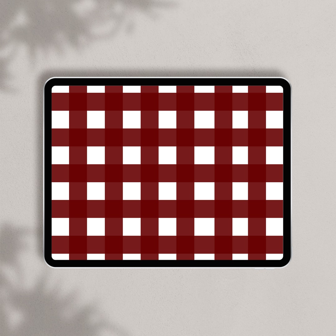 Red Gingham Festive iPad Background | Plaid Lock Screen | Instant ...