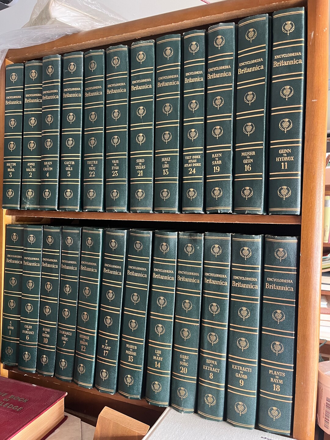 1957, Britannica Encyclopedia, Complete Set (23 + Index) in Green, 24 ...