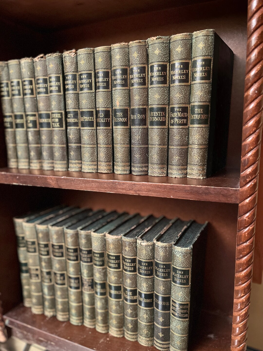 1878 Antique Waverley Novels Book Set: Walter Scott, Half Leather, 25 ...