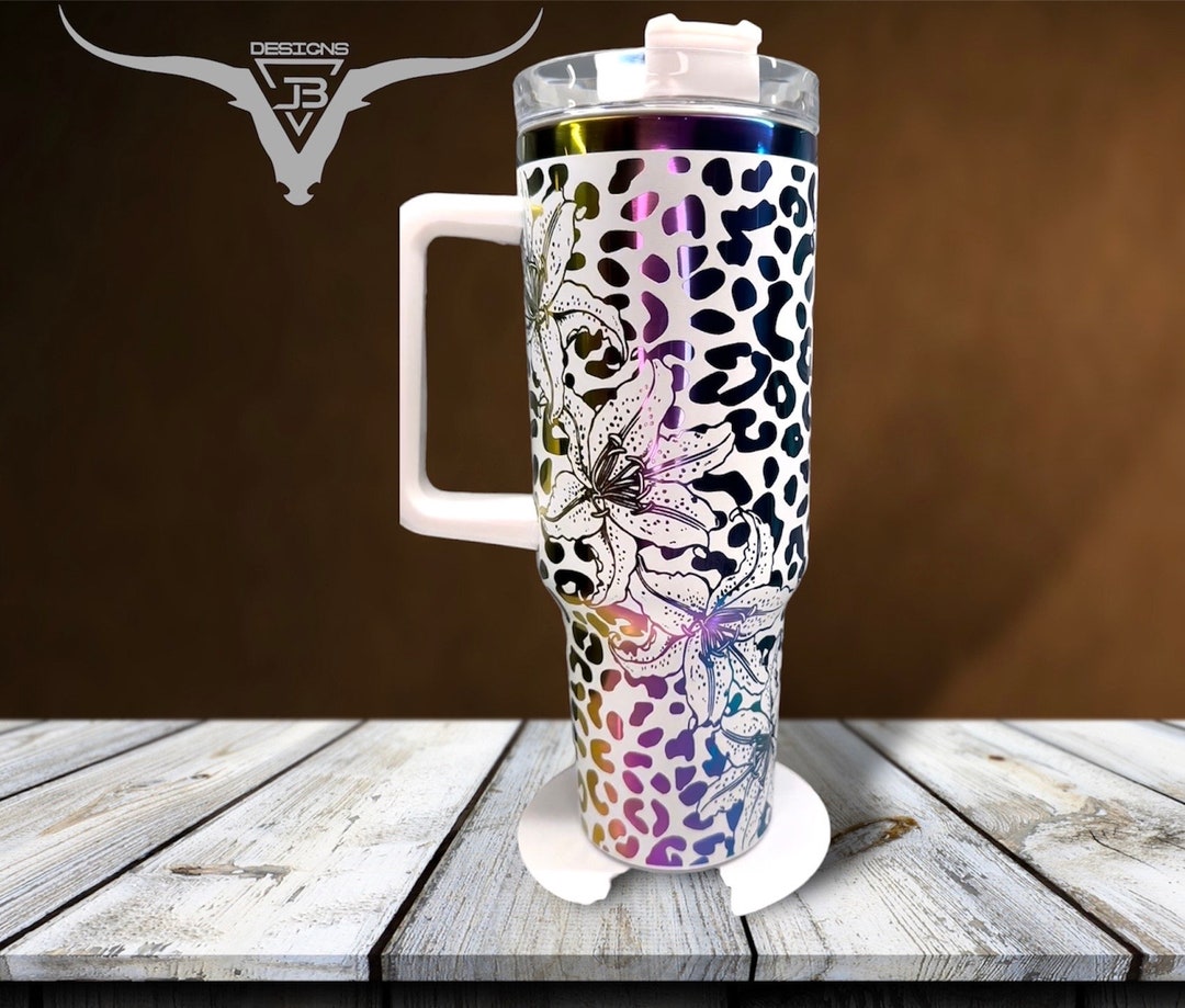 Lily and Leopard Print Laser Engraved Tumbler - Etsy