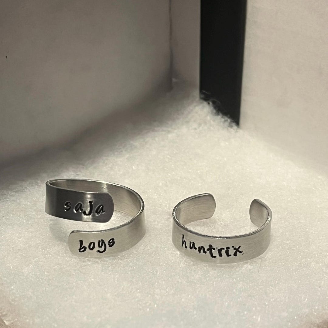 K-pop Ring - Metal Stamped Jewelry - Demon Hunters - Huntrix - Saja ...