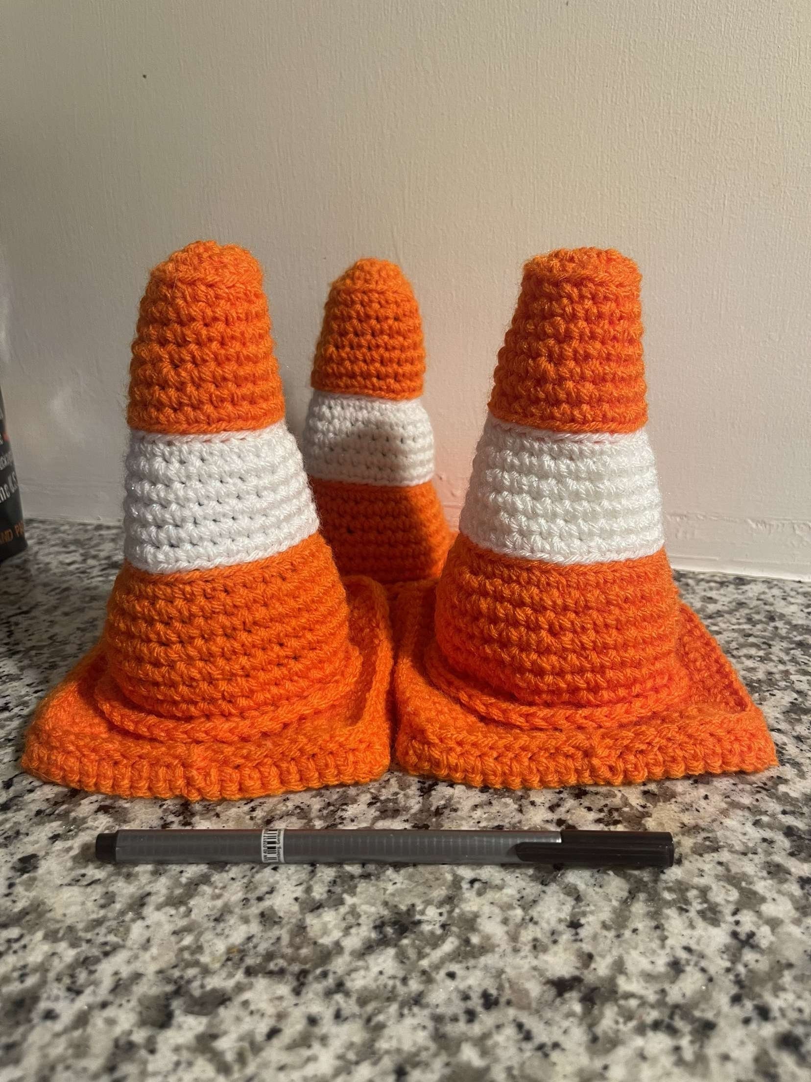 Handmade Plushie Traffic Cone, Crochet Traffic Cone, Construction ...