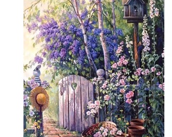 Garden gate painting | Etsy