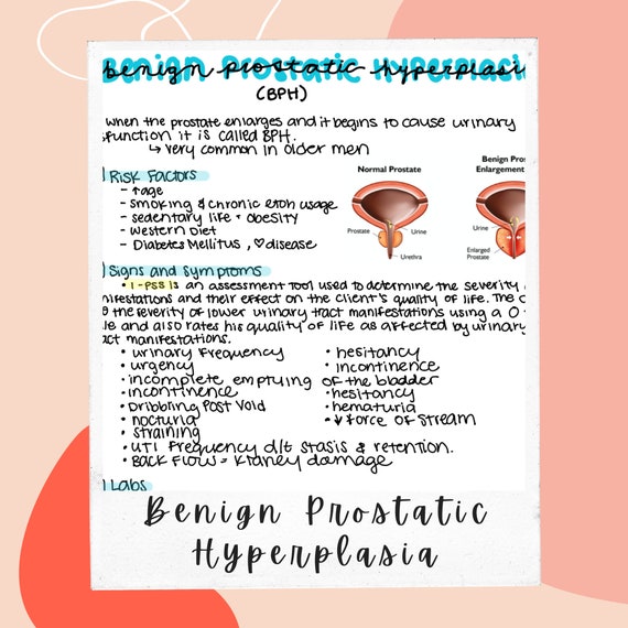 Benign Prostatic Hyperplasia Nursing Notes - Etsy