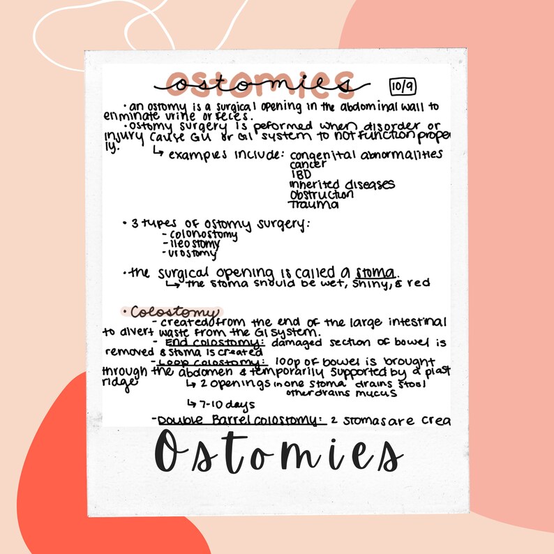 Ostomy | Nursing Notes - Etsy
