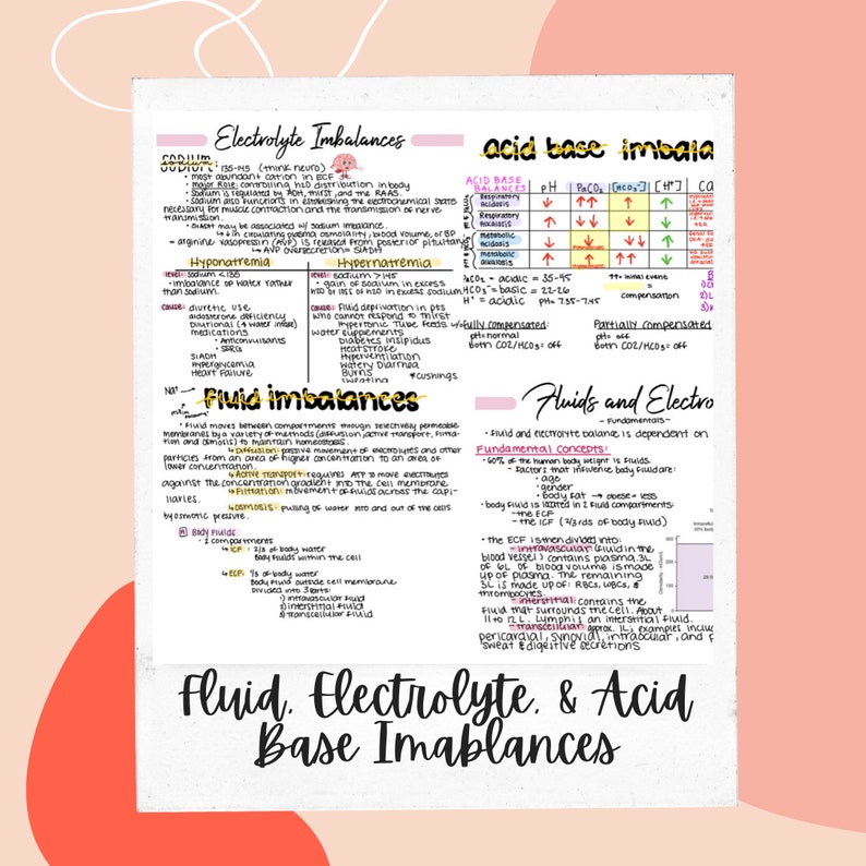Fluid, Electrolytes, & Acid Base Imbalances | Nursing Notes - Etsy