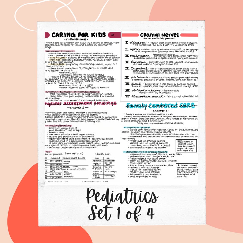 Pediatric Nursing Notes - Set 1 of 4 - Etsy