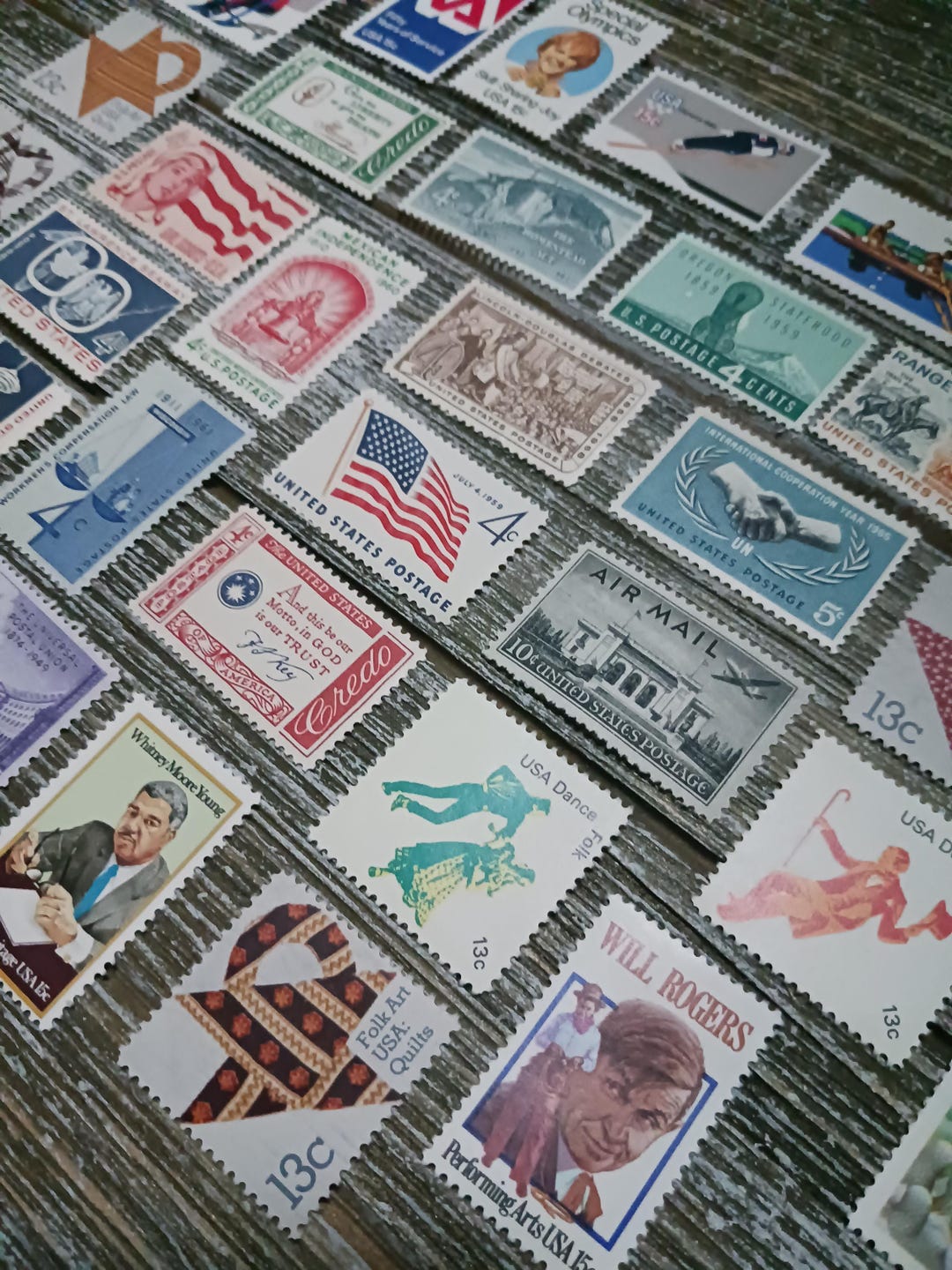 Vintage USPS Postage Stamps Variety Unused/new Random Selection Quilt ...
