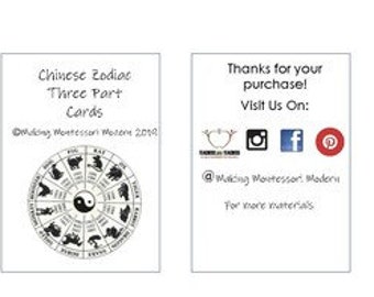 Chinese Zodiac Animals 3-part Cards: Montessori Learning (digital ...