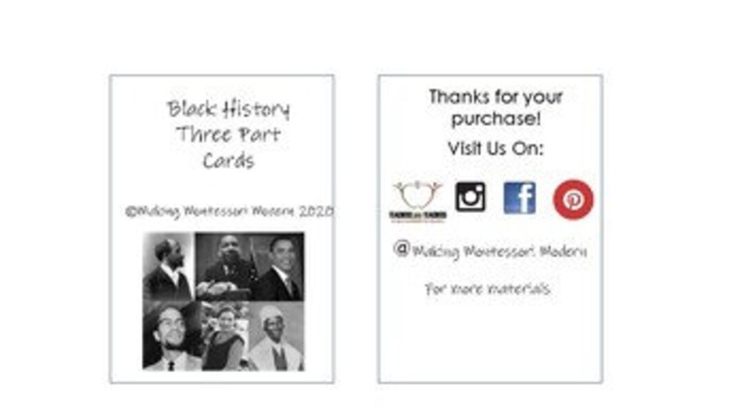 Black History Montessori 3 Part Cards - Etsy