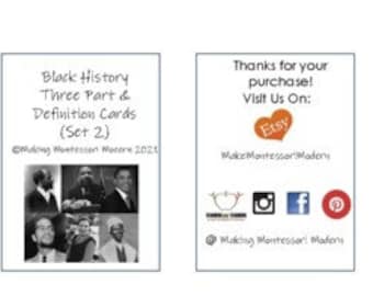 Black History Montessori 3 Part Cards | Etsy