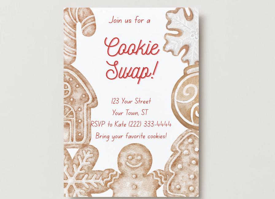 Editable Cookie Swap Invitation Template | Canva Invite | Holiday Party ...