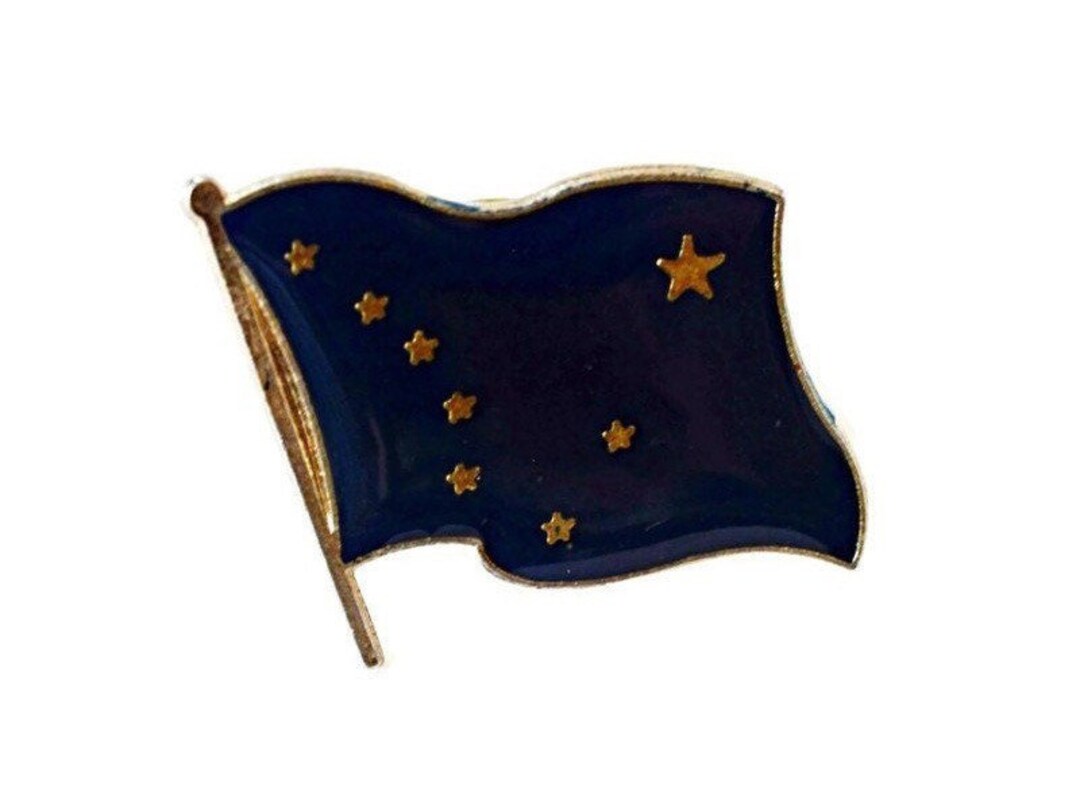 Vintage Alaska State Flag Pin Badge, Commemoration Blue Flag Stars ...