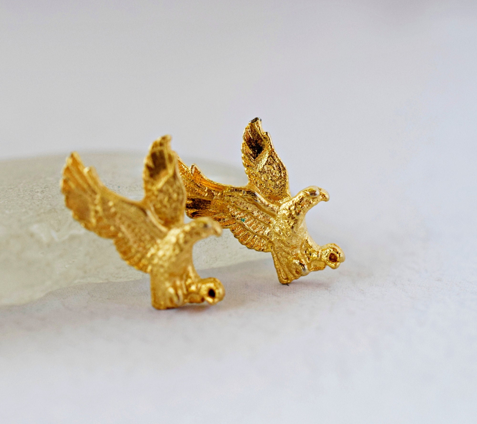 Gold Eagle Brooch, Vintage Eagle Fan Lapel Pin, Charm Hat Pin, Eagle ...