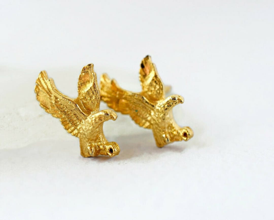Gold Eagle Brooch, Vintage Eagle Fan Lapel Pin, Charm Hat Pin, Eagle ...