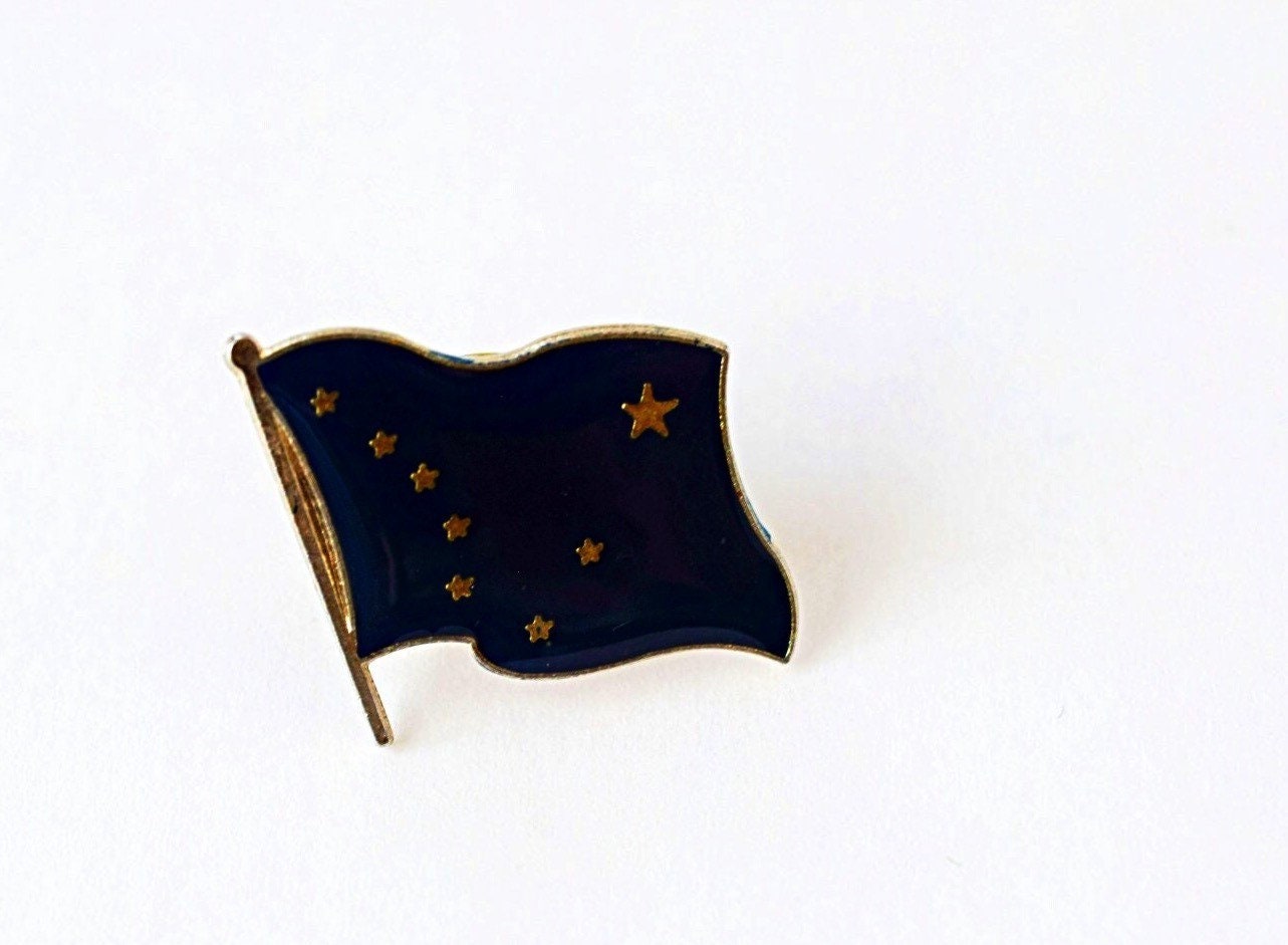 Vintage Alaska State Flag Pin Badge, Commemoration Blue Flag Stars ...