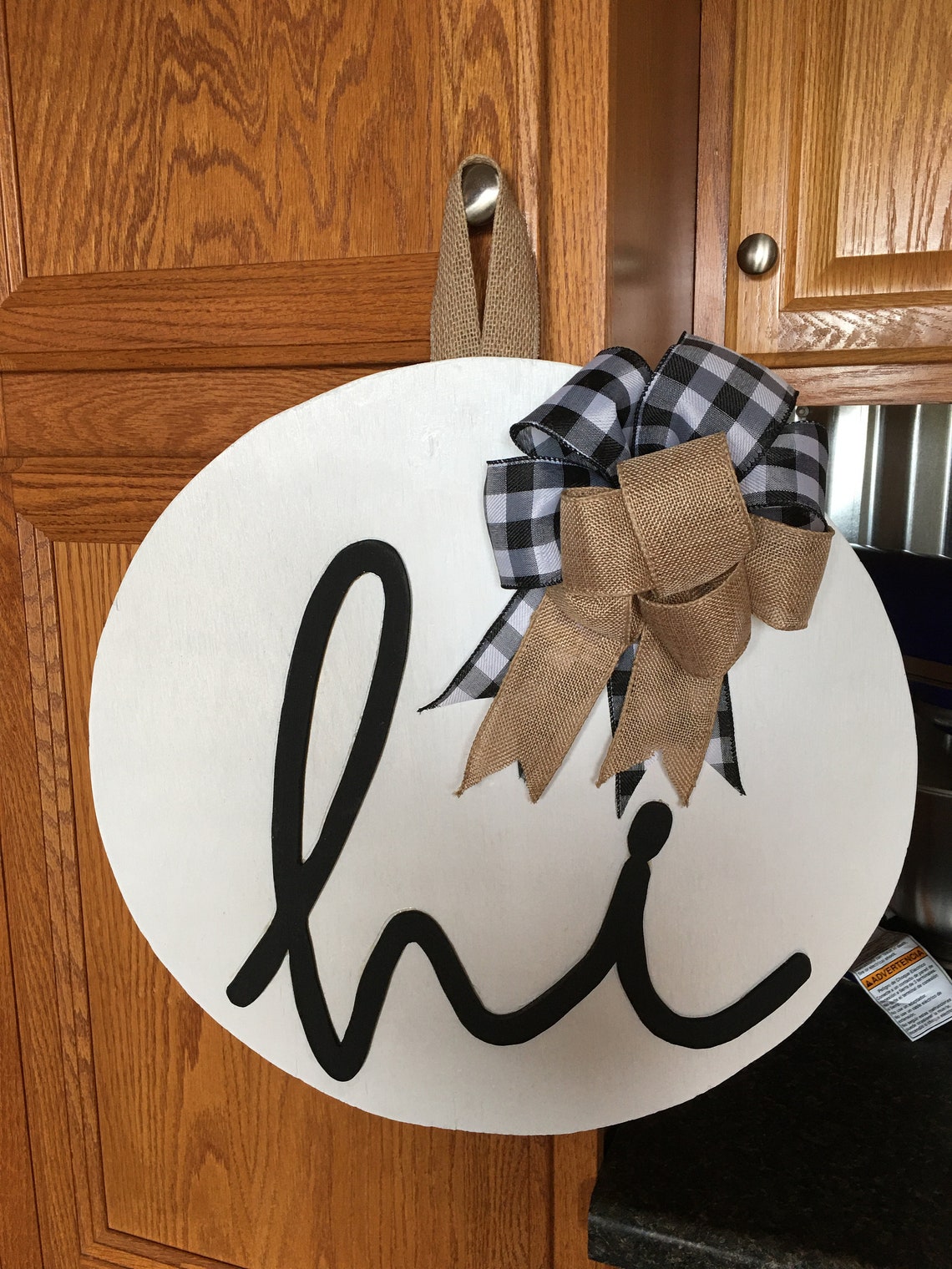 Hi Sign for Front Door Door Hanger Front Door Decor Round - Etsy