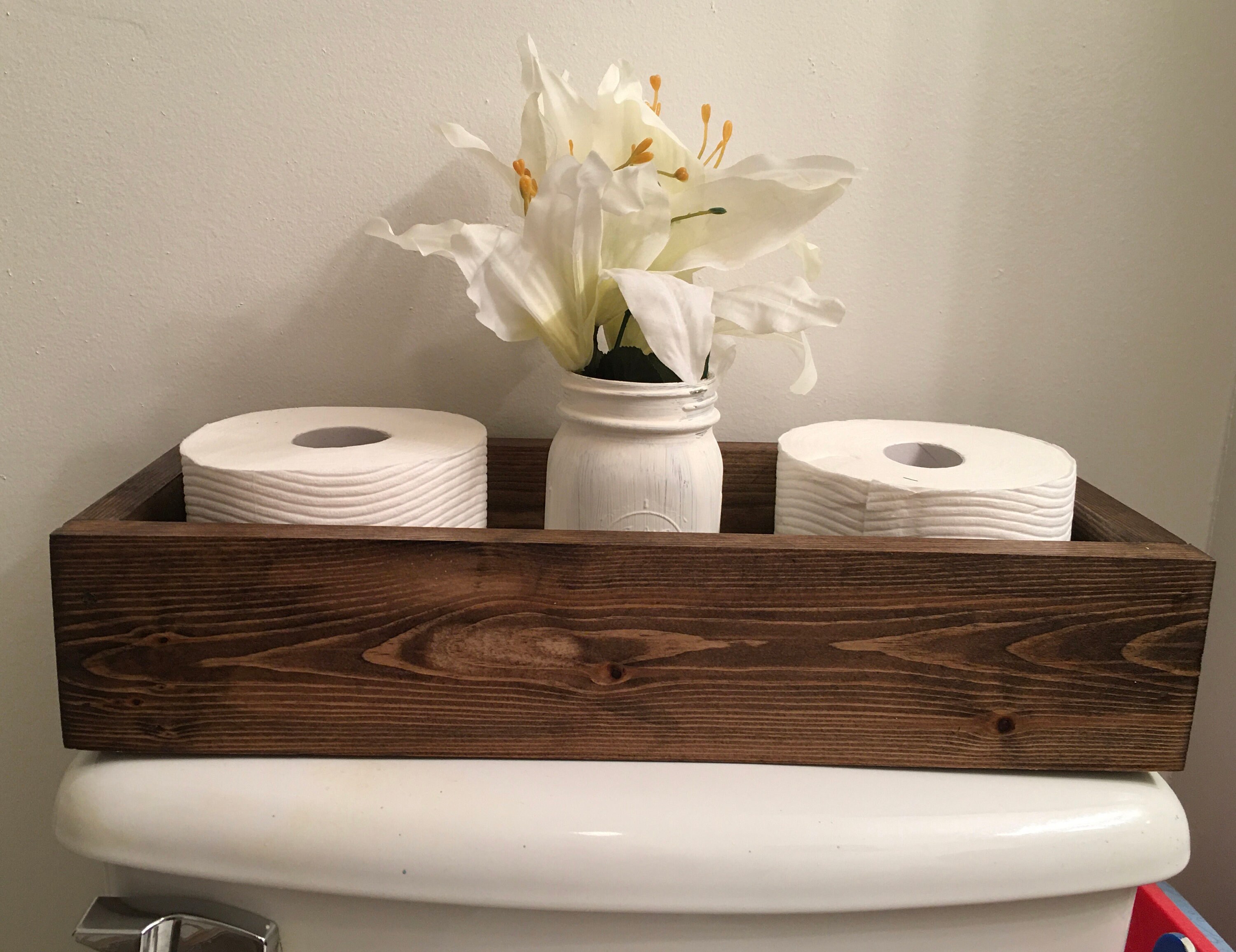 Wooden Crate Farmhouse Back of Toilet Tank Storage Box/ Toilet Paper ...