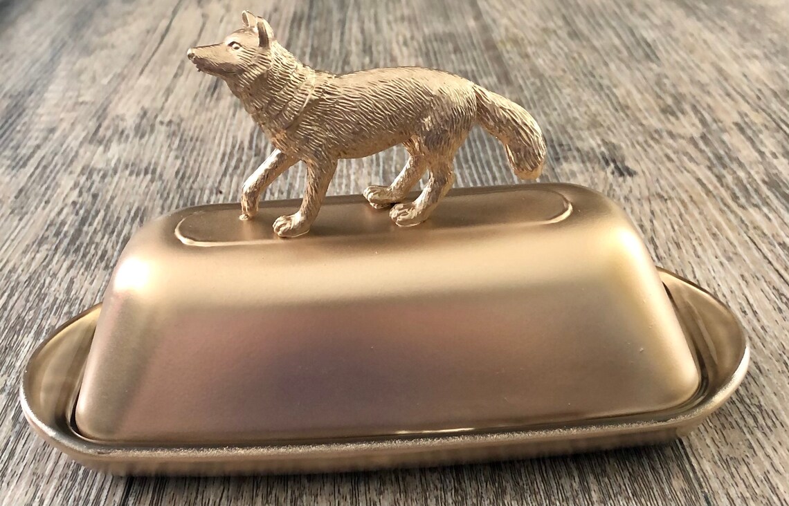 Golden Fox Glass Butter Dish | Etsy