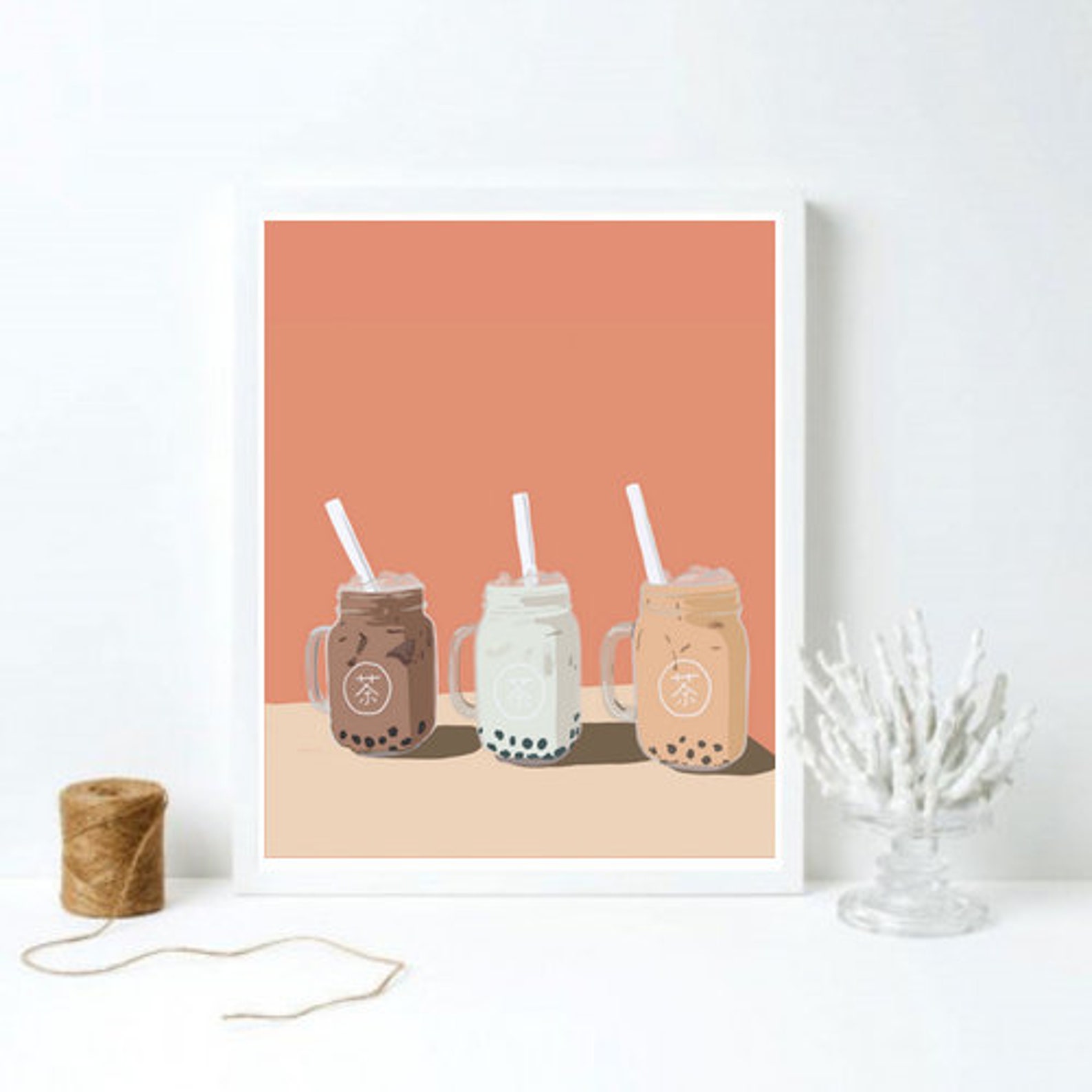 Pink Boba Bubble Tea Tapioca Pearls Mason Jar Drink Flavors - Etsy