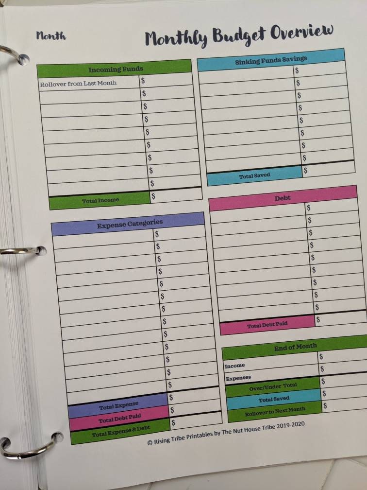 Monthly Budget Overview Printable Budget Binder Planner Financial ...