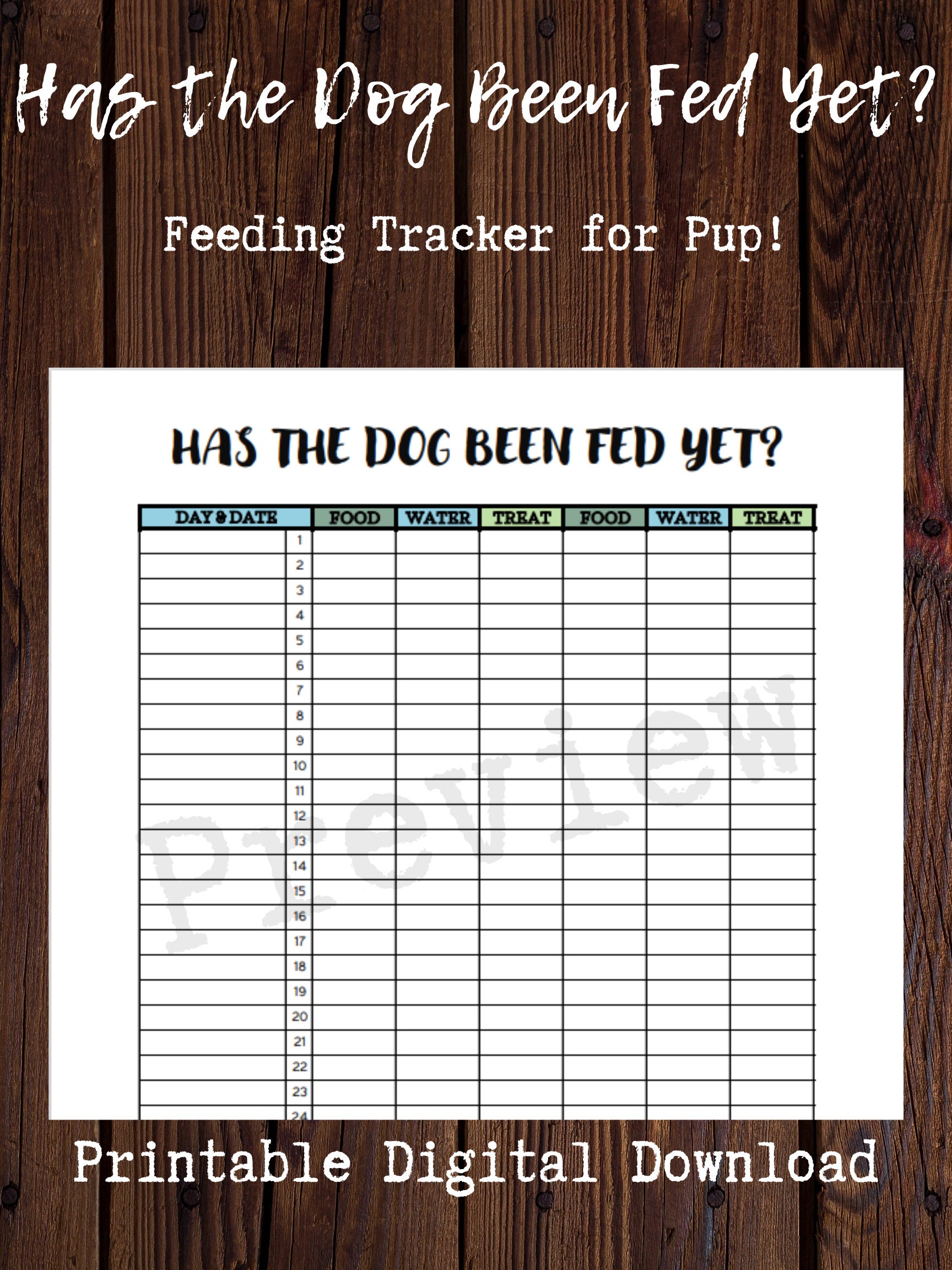Has the Dog Been Fed Yet? Printable Instant Digital Download Monthly ...