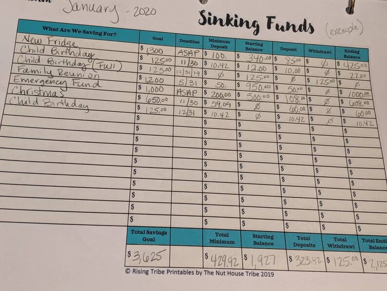 Sinking Funds Tracker Printable Budget Binder Savings Goals Printable ...