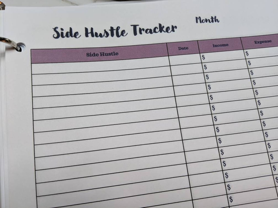 Side Hustle Tracker Printable Template Budget Binder Side Income Budget ...
