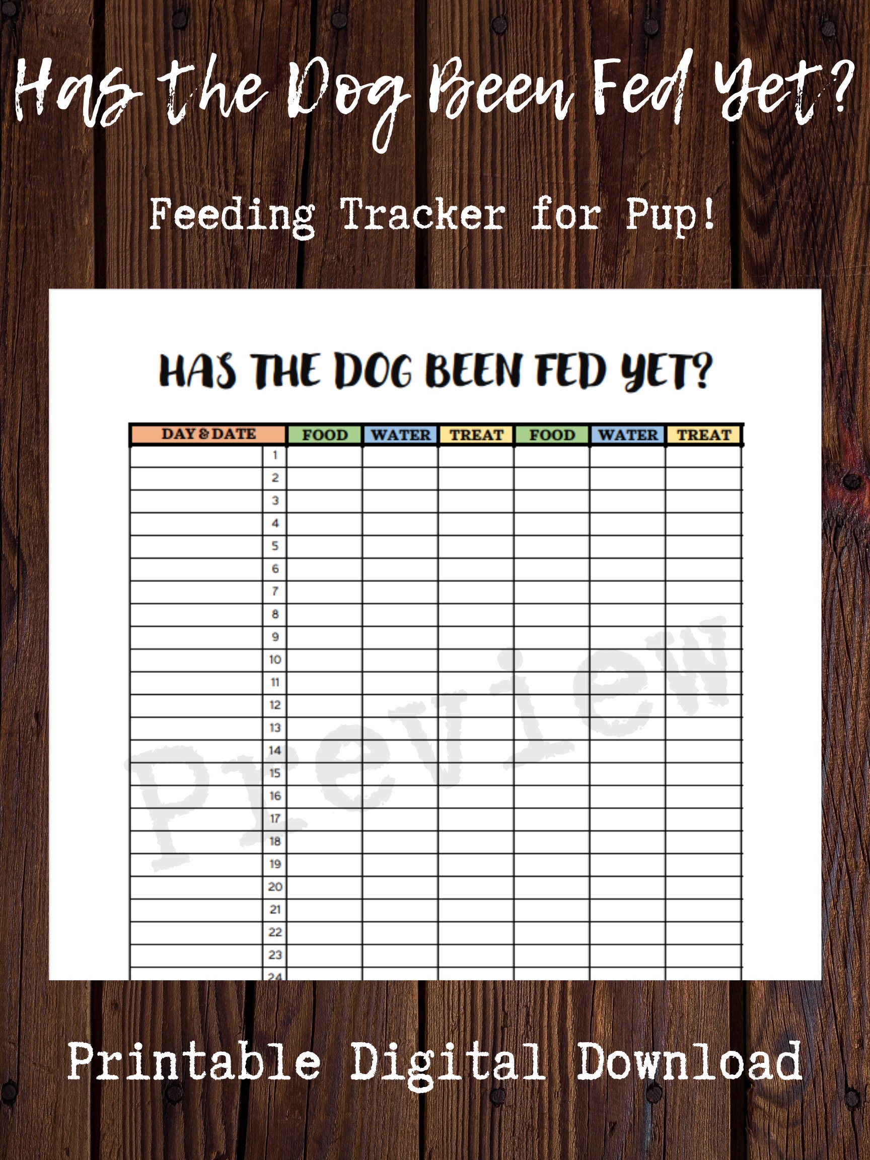 Has the Dog Been Fed Yet? Printable Instant Digital Download Monthly ...