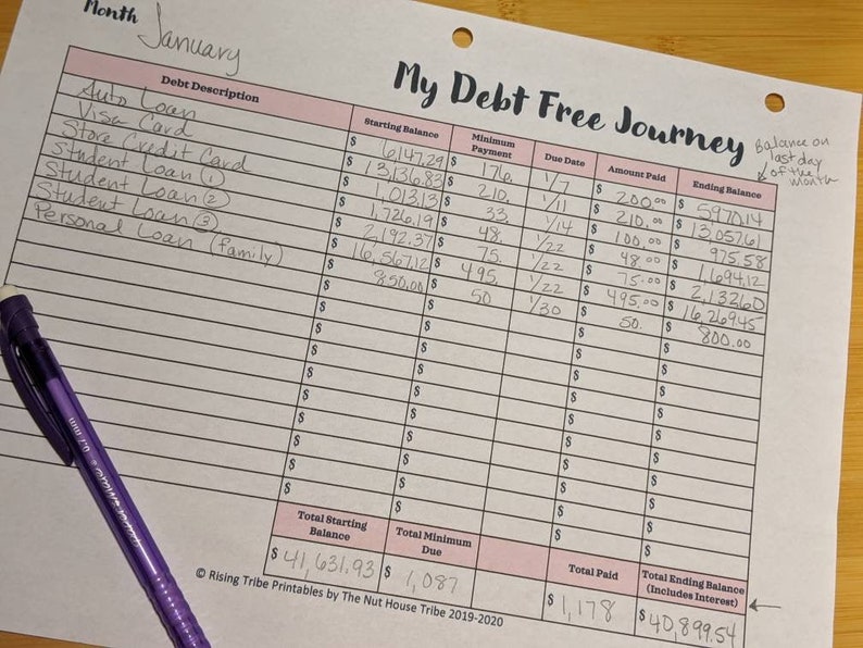 Debt Tracker Debt Free Journey Budget Binder Debt Free Budget Planner ...