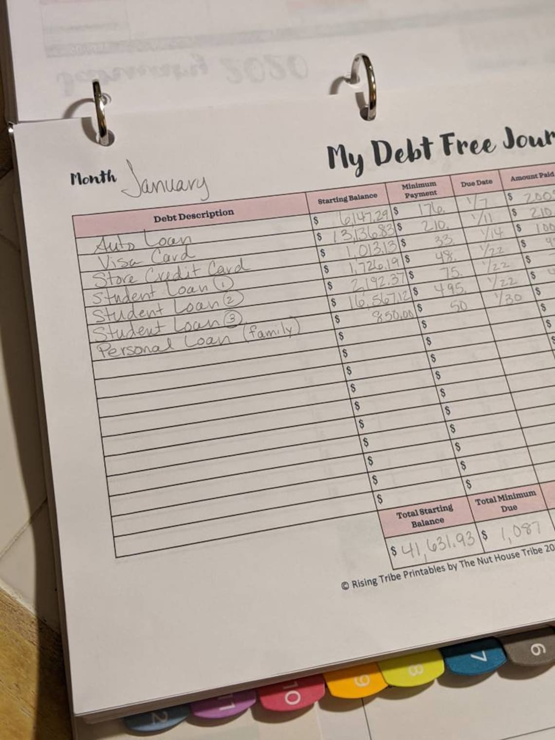 Debt Tracker Debt Free Journey Budget Binder Debt Free Budget Planner ...