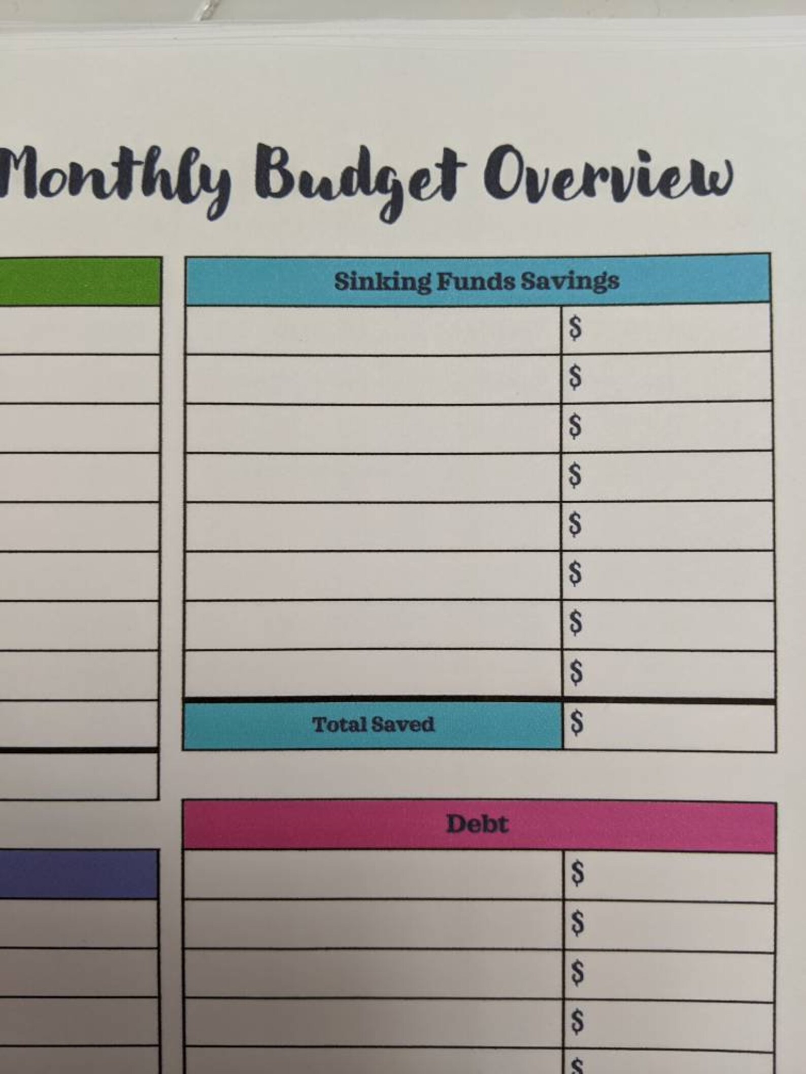 Monthly Budget Overview Printable Budget Binder Planner Financial ...