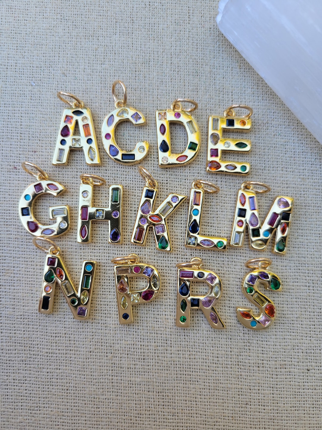 Multi Letter Charm // CZ // Carabiner // Necklace - Etsy