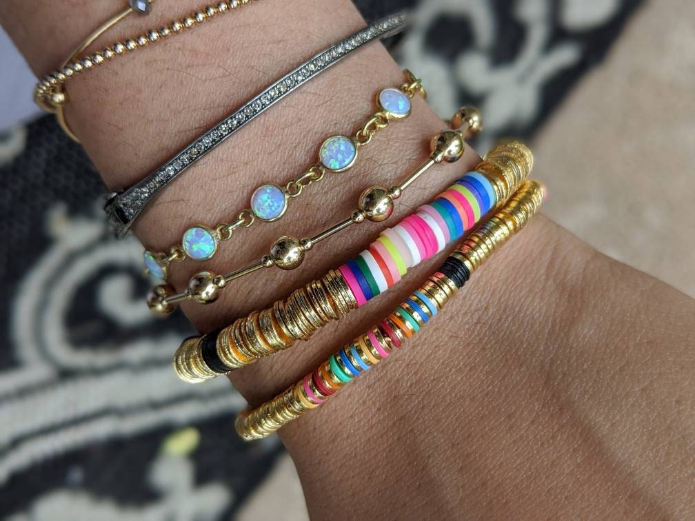 Multi Clay Disc Bracelet // 6mm - Etsy