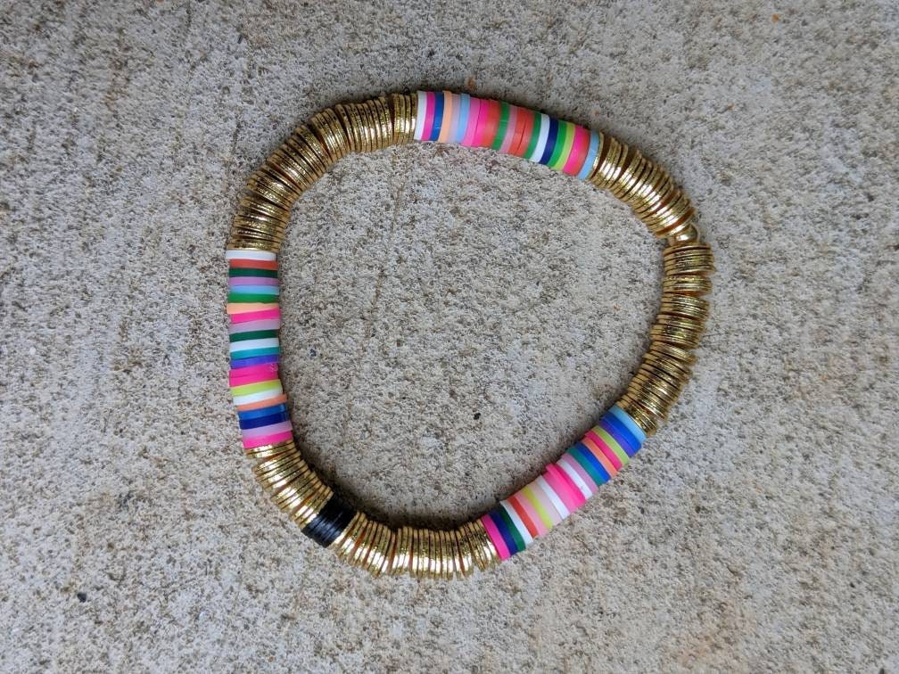 Multi Clay Disc Bracelet // 6mm - Etsy