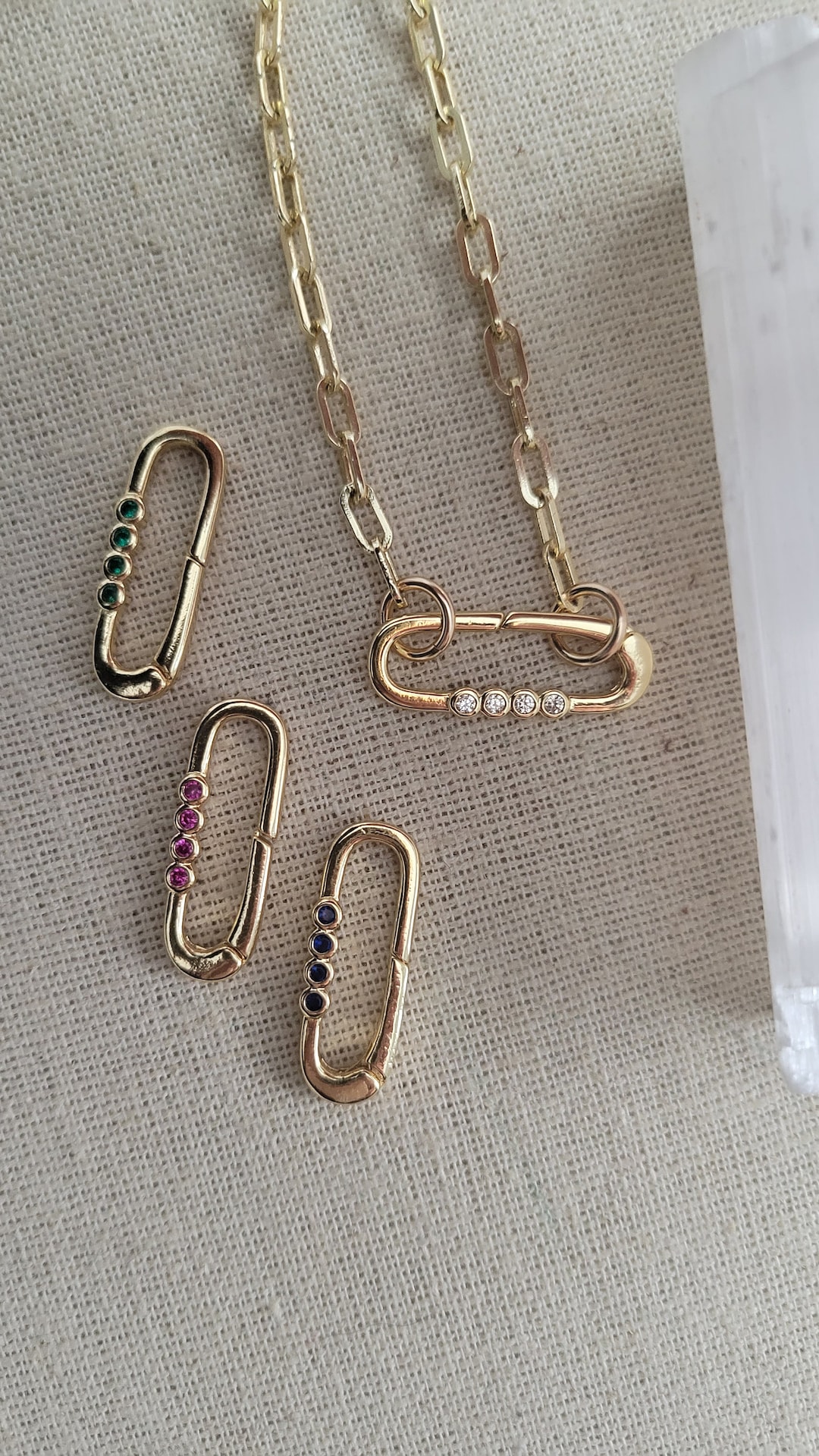 Cz Push Carabiner Necklace // Push Lock - Etsy