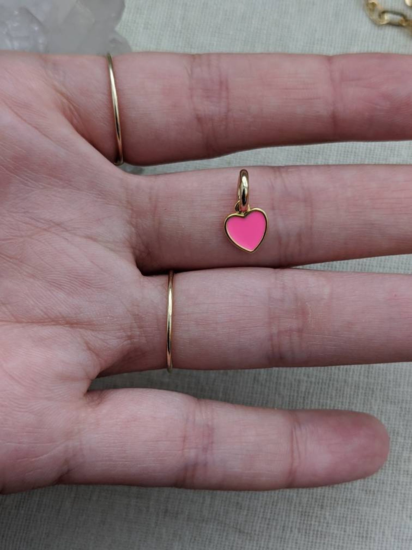 Mini Pink Heart Charm // Carabiner // Necklaces - Etsy