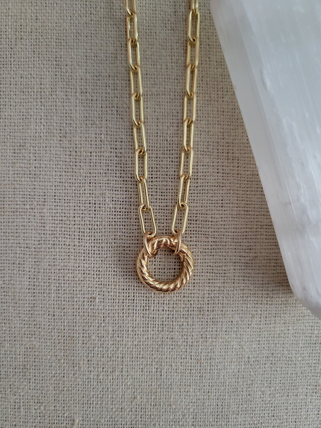 Circle Push Carabiner Necklace // Push Lock // 15mm - Etsy