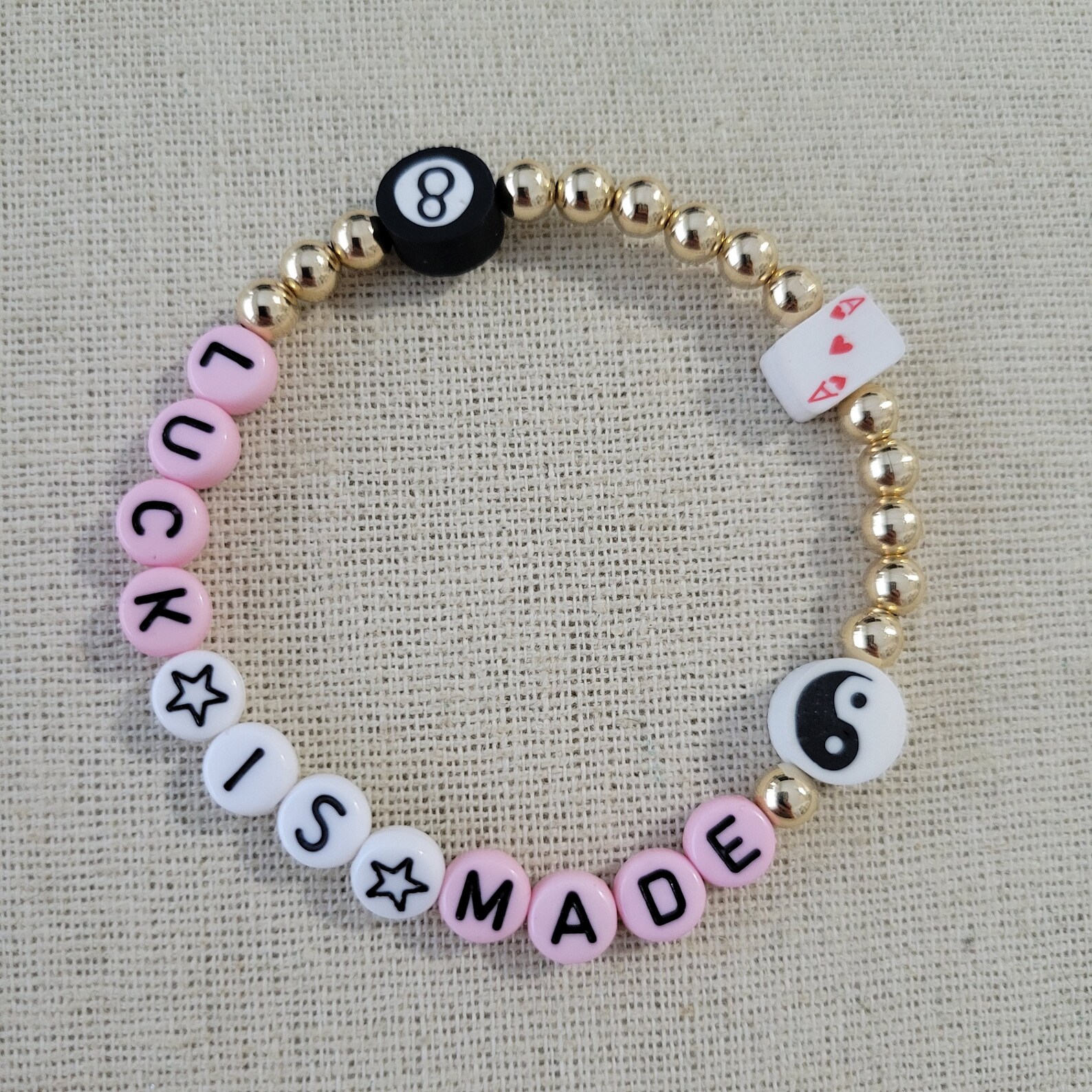 LUCK IS MADE Letter Bracelet - Etsy