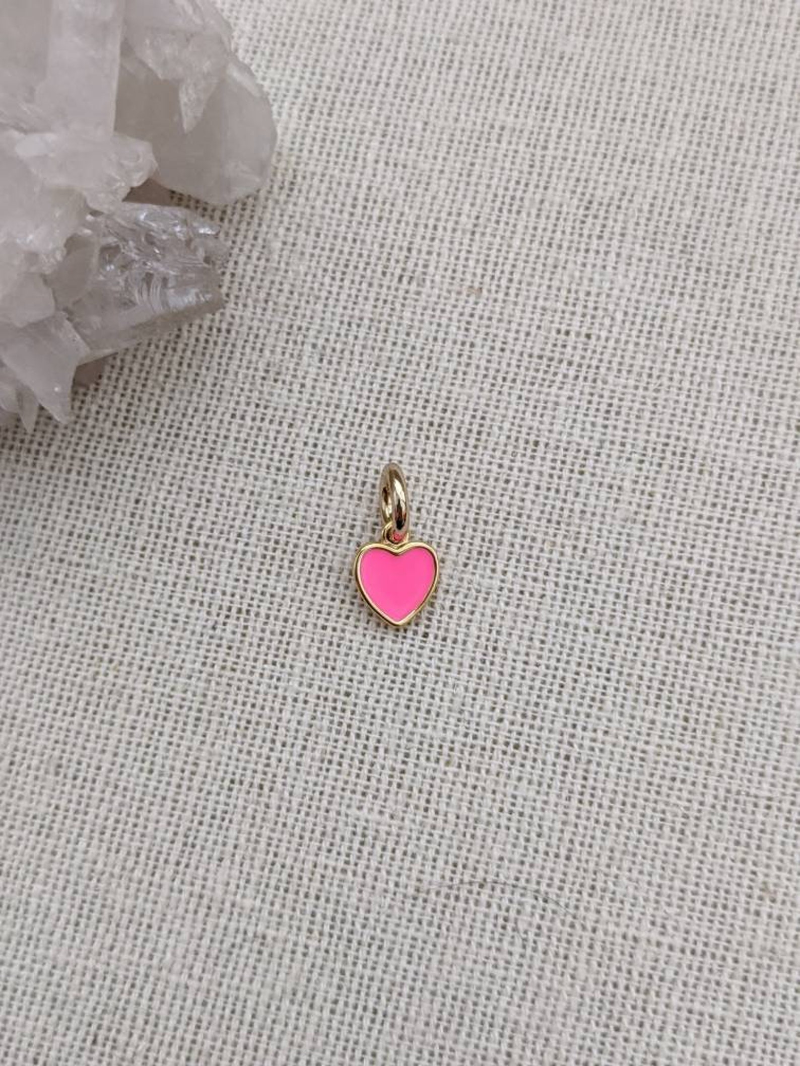 Mini Pink Heart Charm // Carabiner // Necklaces - Etsy