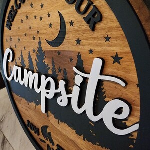 Personalized Campsite Sign: Engraved 3D Pine Wood Camper Decor. INDOOR ...