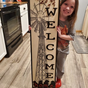 Windmill Welcome Sign: Engraved Farmhouse Porch Decor - Etsy