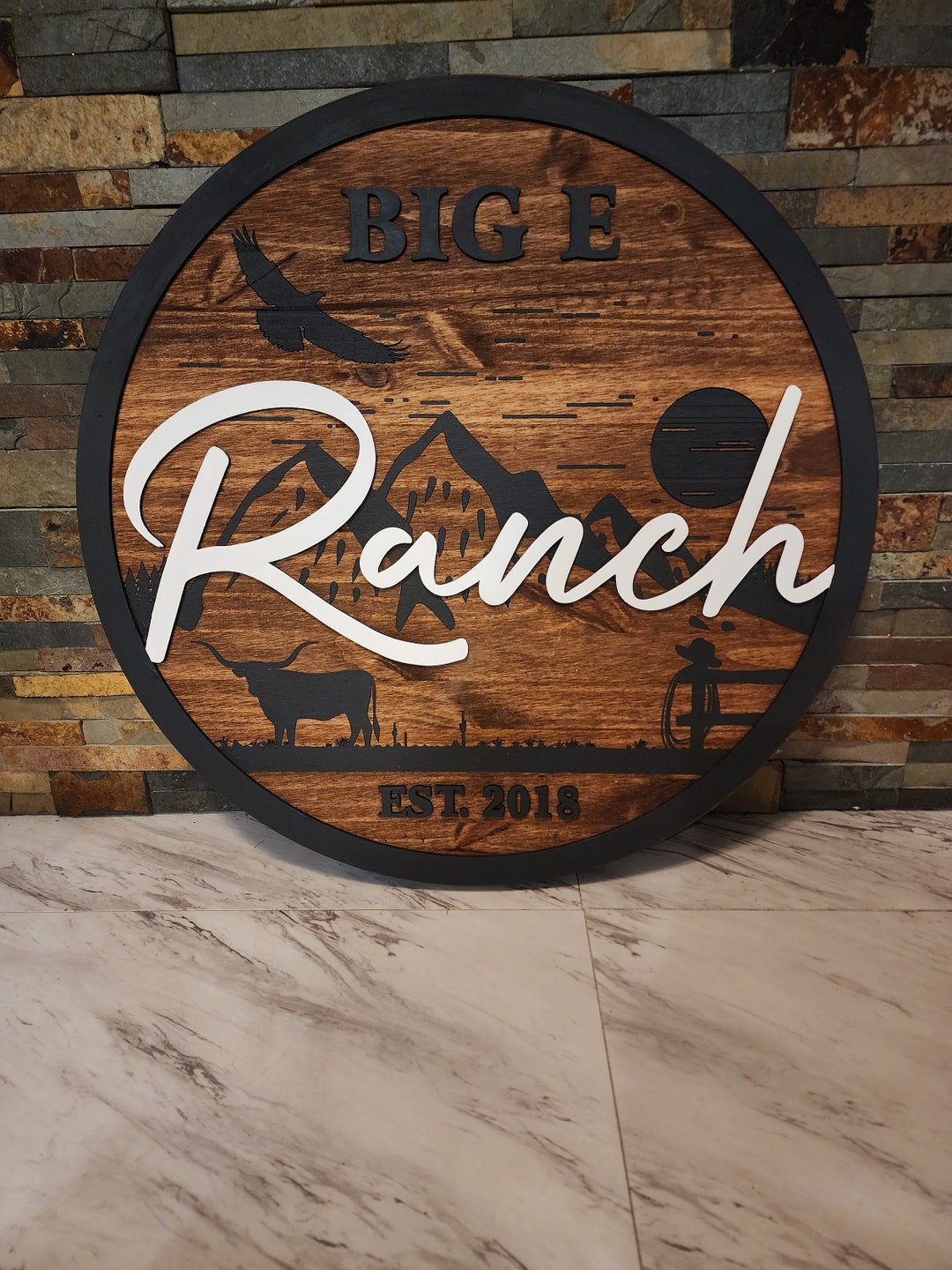Cattle Ranch Sign, Western Style Decor, Ranch Style Sign, Steer and ...